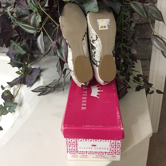 Shoes | Nib Elaine Turner Leather Python Flats Marlie 8 | Poshmark