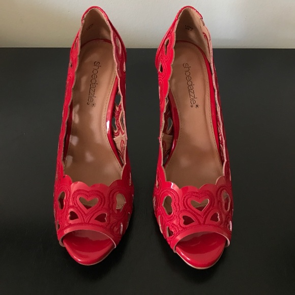 Shoe Dazzle | Shoes | Red Heart Cutout Heels | Poshmark