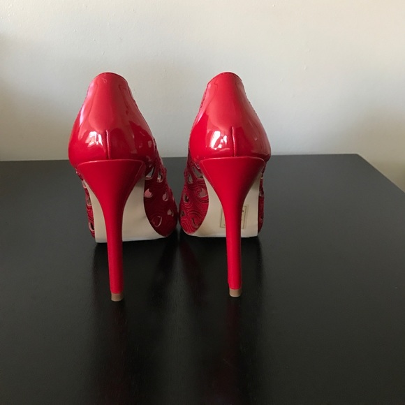 Shoe Dazzle | Shoes | Red Heart Cutout Heels | Poshmark