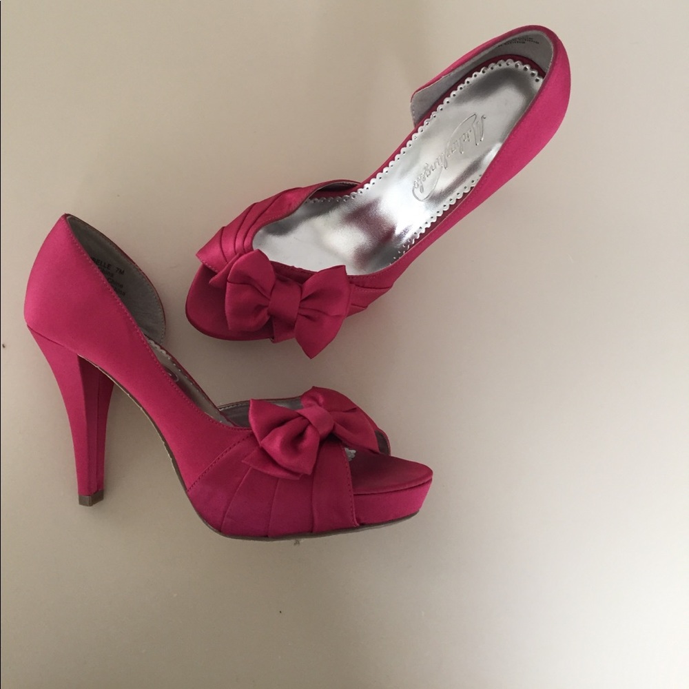 Hot Pink Bow Bridal Heels - Gem