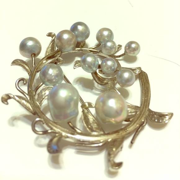 other | Jewelry | Sale Vintage Sterling Silver Real Pearl Brooch | Poshmark