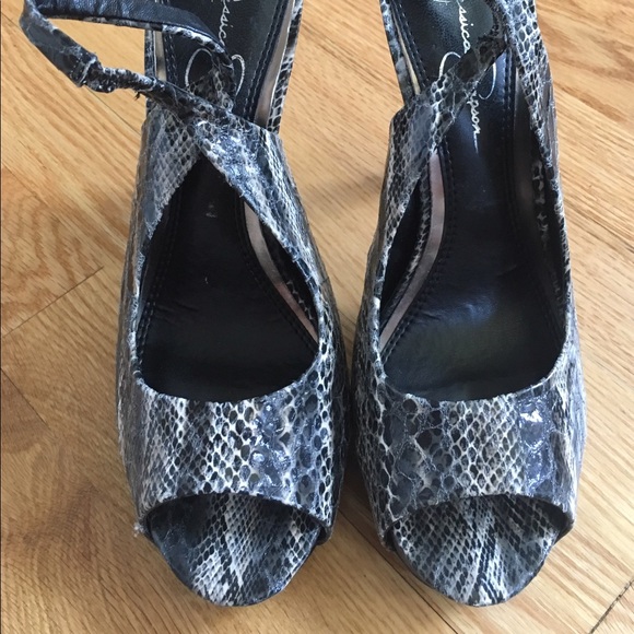 Jessica Simpson | Shoes | Jessica Simpson Python Peep Toe Pumps | Poshmark