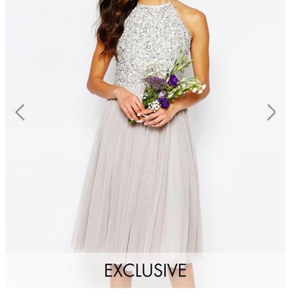 Maya | Dresses | Maya High Neck Tulle Dress Asos In Gray | Poshmark