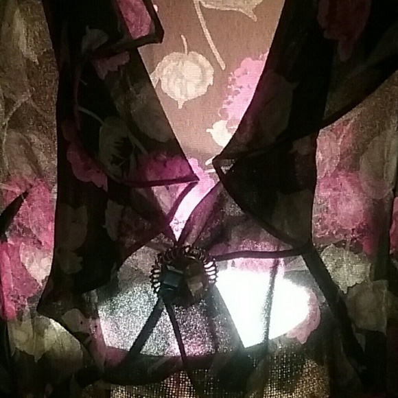 joie de vie PARIS | Tops | Sexy Floral Open Front Ruffled Overlay ...