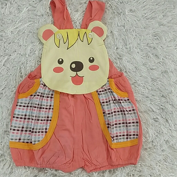 Bottoms | Salmon Color Teddy Bear Romper Kids | Poshmark
