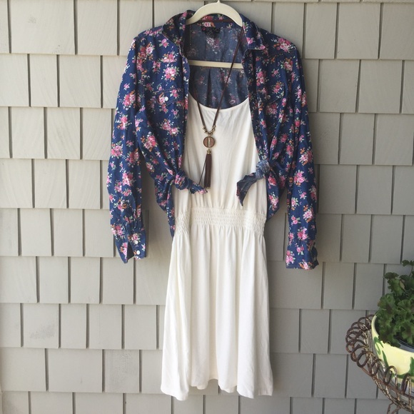 H&M | Dresses | Hm Basics Ivory Sleeveless Spaghetti Strap Dress | Poshmark