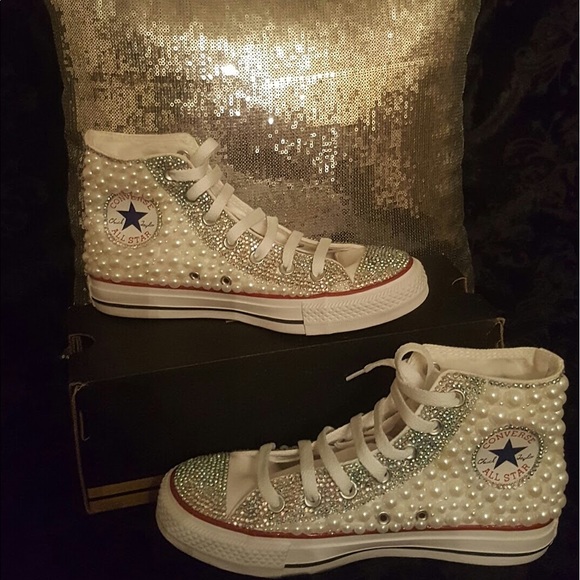 Converse | Shoes | Custom Pearl Crystal Converse Made To Order | Poshmark