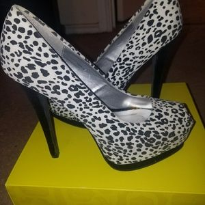 Shoes | Cow Print Peep Toe Heel | Poshmark