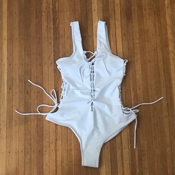 Vogue Vice | Swim | Nwt White Strappy Lace Up Sexy Monokini | Poshmark
