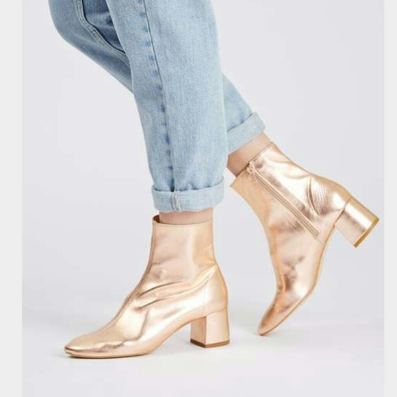 Topshop | Shoes | Topshop Rose Gold Leather Ankle Bootie | Poshmark