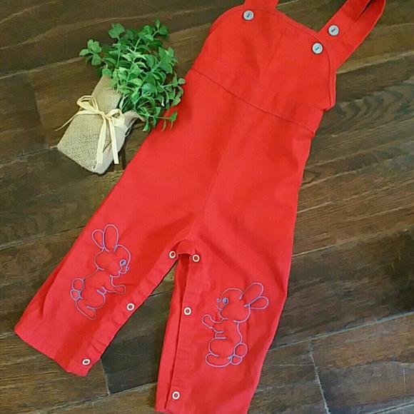 Vintage | Bottoms | Vintage Red Overalls | Poshmark