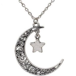Baroque Vintage | Jewelry | Filigree Crescent Moon Star Necklace | Poshmark