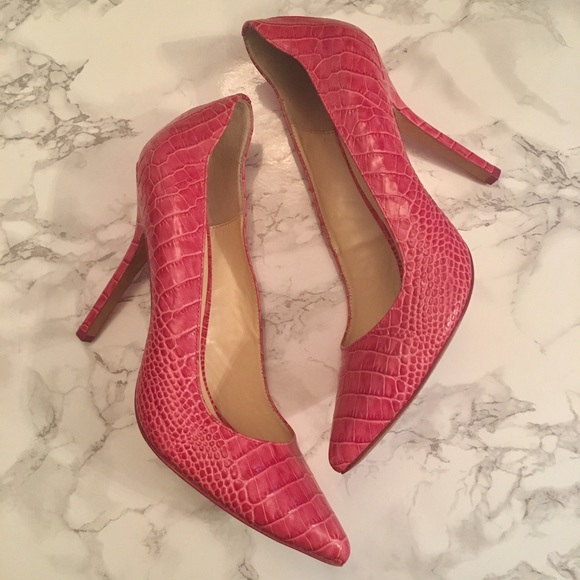Isa Tapia | Shoes | Isa Tapia Crocodile Embossed Leather Pink Pumps ...