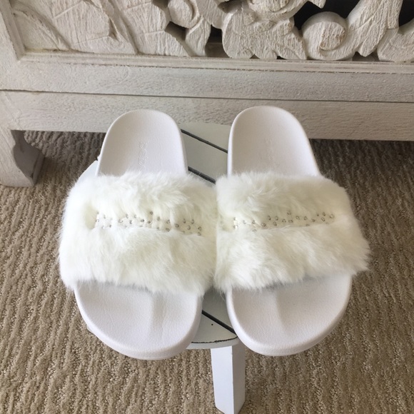 bebe | Shoes | Sale Rare White Bebe Slide Sandals | Poshmark
