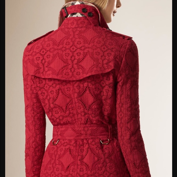 Burberry | Jackets & Coats | Burberry Trench Coat Red Lace | Poshmark