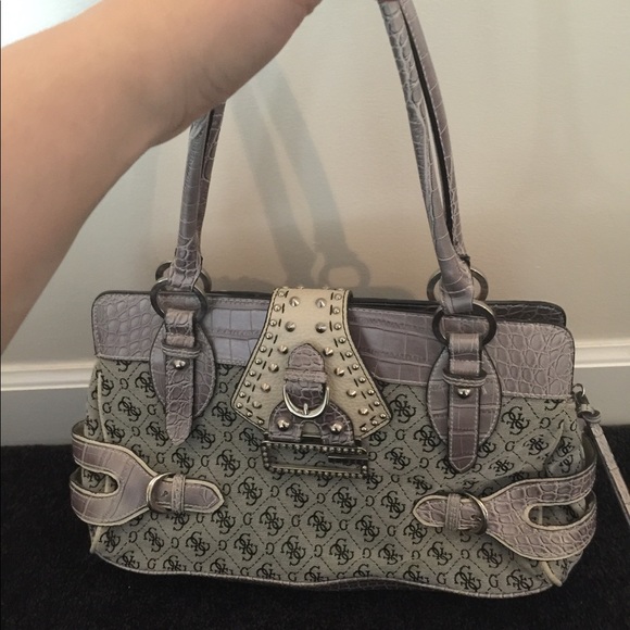 G by Guess | Bags | Guess Purse Silver And Black And Tan Like New ...