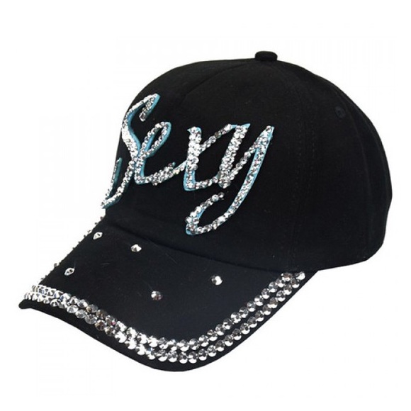 Accessories | Rhinestone Letter Embellished Black Baseball Hat | Poshmark