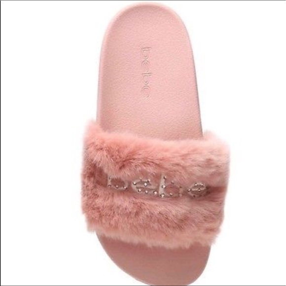 bebe | Shoes | Last Sz8 Bebe Furiosa Fur Slide Sandal Nude Pink | Poshmark