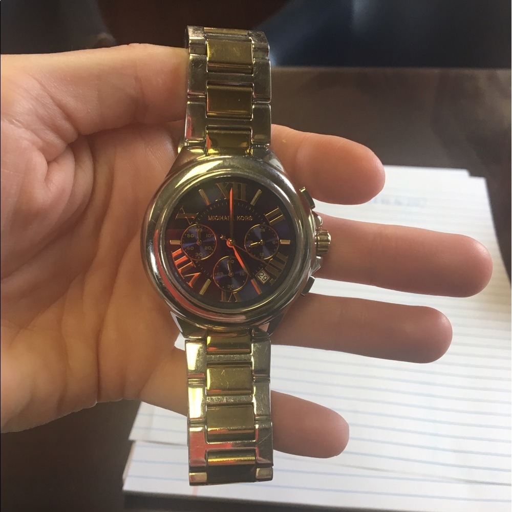 Michael Kors Bradshaw Blue Dial Two-Tone Watch - Gem