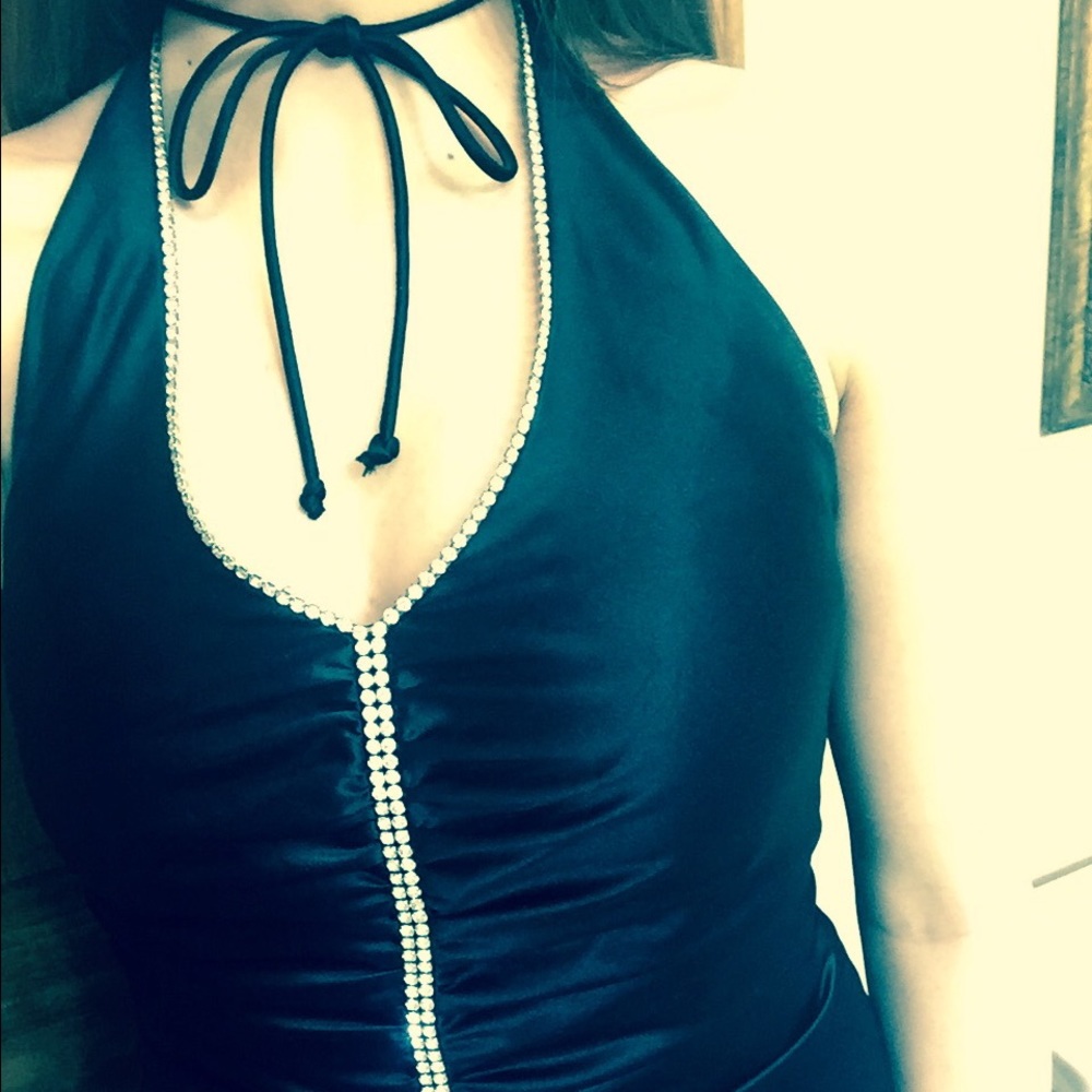 Black Halter Top Prom Dress - Gem