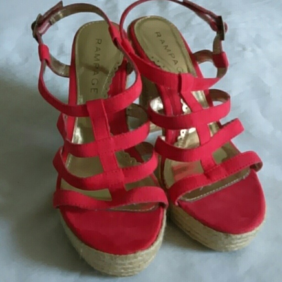 Rampage | Shoes | Nwot Red Platform Cage Heels | Poshmark
