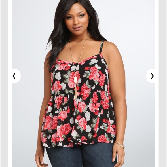torrid | Tops | Plus Size Babydoll Chiffon Rose Print Tank Top | Poshmark