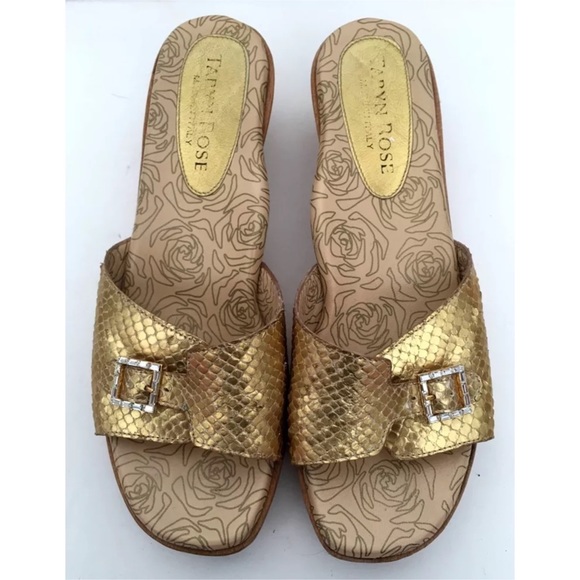 Taryn Rose | Shoes | Taryn Rose Gold Leather Clogs Sz 39 Made In Italy ...