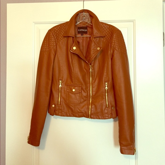 Express | Jackets & Coats | Minus The Leather Brown Moto Jacket | Poshmark