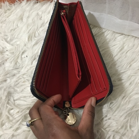 Ivanka Trump | Bags | Cute Chic Wallet With Blue Print And Red Interior ...