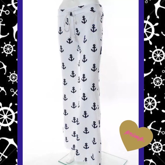 Primp | Intimates & Sleepwear | Primp Chic Whtblk Anchor Print Flare ...