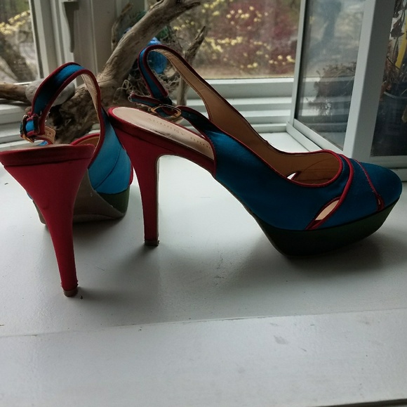Audrey Brooke | Shoes | Satin Slingback Colorblock Heels | Poshmark