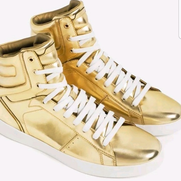 Zara | Shoes | Zara Golden High Top Sneakers Special Edition | Poshmark