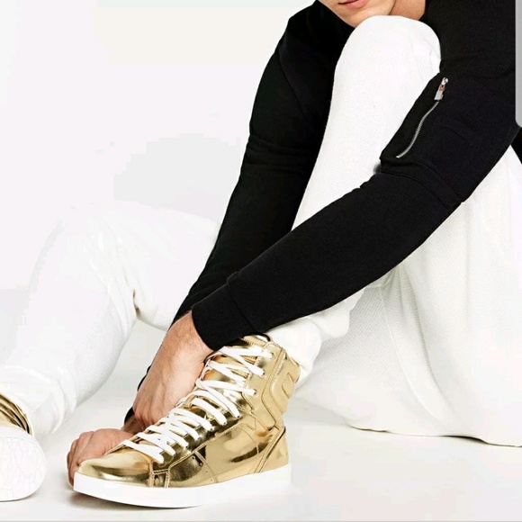 Zara | Shoes | Zara Golden High Top Sneakers Special Edition | Poshmark