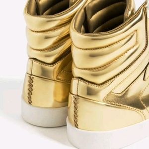 Zara | Shoes | Zara Golden High Top Sneakers Special Edition | Poshmark