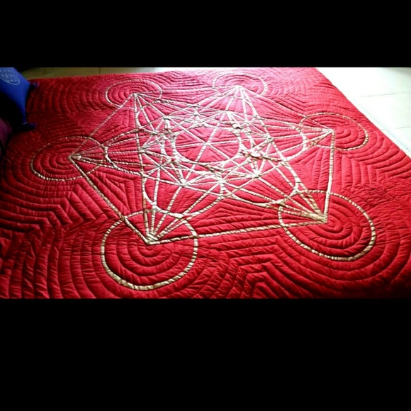 Bedding | Sacred Geometry Hand Painted Quilt Metatrons Cube | Poshmark