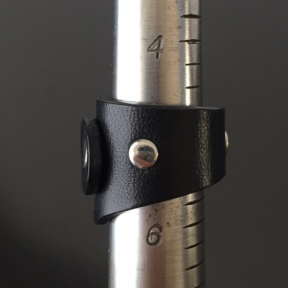 GemFOX | Jewelry | Genuine Leather Ring Stud Rivet Black Fuji Size 5 ...