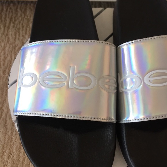 bebe | Shoes | Holographic Bebe Slide Sandals | Poshmark