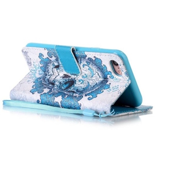 Accessories | Blue Skull Iphone 7 Wallet Case | Poshmark