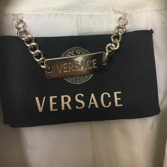 Versace | Jackets & Coats | Versace Cream Leather Jacket | Poshmark