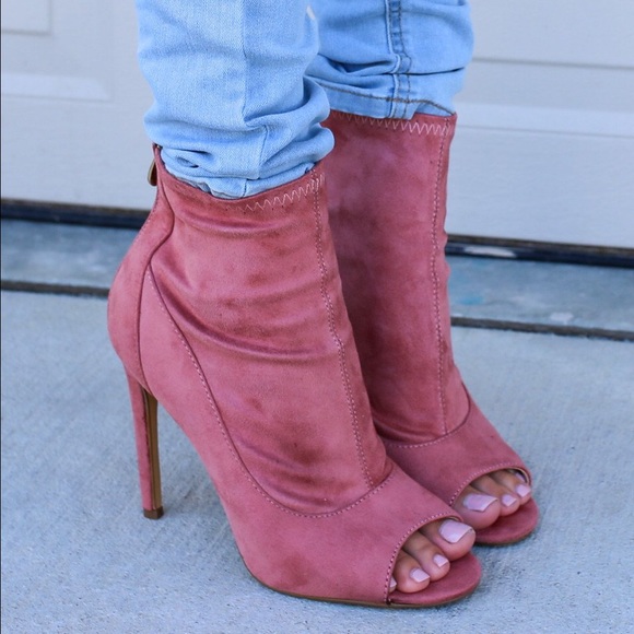 Boutique | Shoes | Dusty Rose Mauve Peep Toe Booties | Poshmark