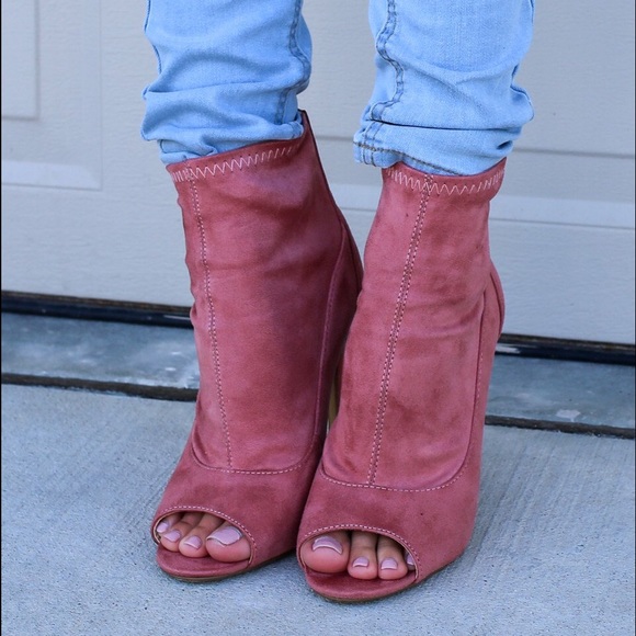 Boutique | Shoes | Dusty Rose Mauve Peep Toe Booties | Poshmark