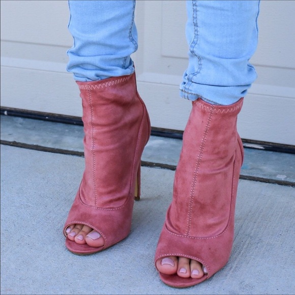Boutique | Shoes | Dusty Rose Mauve Peep Toe Booties | Poshmark