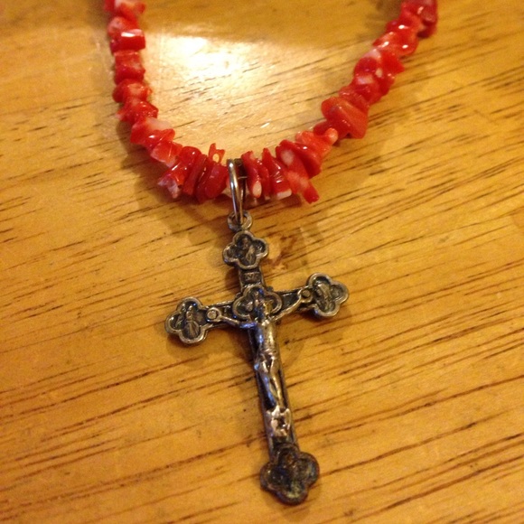 Vintage | Jewelry | Vintage Italian Skin Coral Cross Necklace | Poshmark