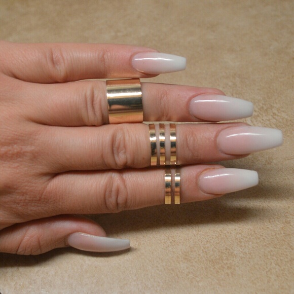 Jewelry | Back In New Set Of 3 Gold Stacking Cuff Rings | Poshmark