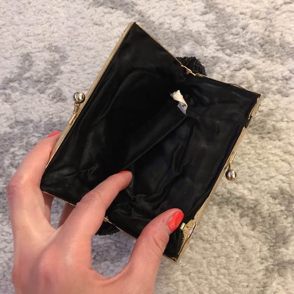 Bags | Vintage Black Beaded Clam Shell Evening Clutch | Poshmark