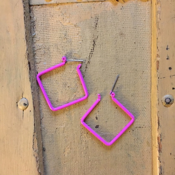Zara | Jewelry | Zara 9s Y2k Hoop Earrings Hot Pink Square Hoop ...