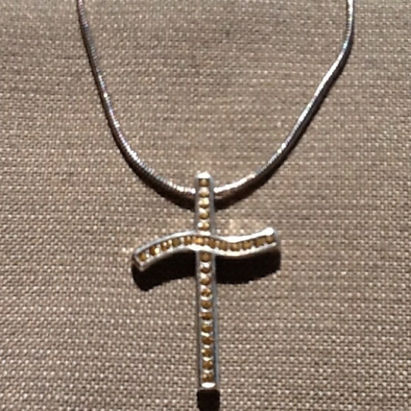Brighton | Jewelry | Silver Brighton Cross Wlight Yellow Stones | Poshmark
