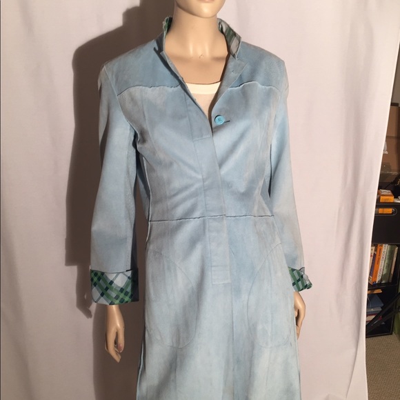 Illia | Jackets & Coats | Illia Suede Light Blue Duster Coat W Tweed ...