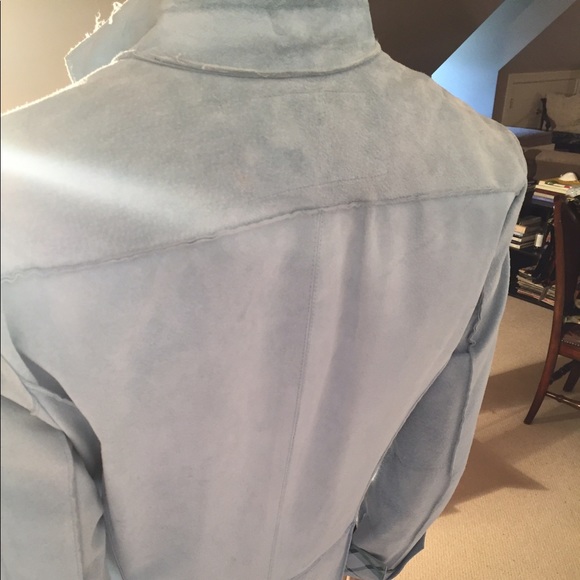 Illia | Jackets & Coats | Illia Suede Light Blue Duster Coat W Tweed ...