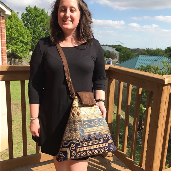 Nazneen's Pursenality | Bags | Brown And Blue Tapestry Pyramid Shaped ...